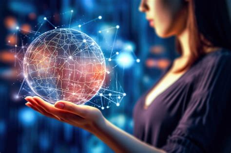 Premium Ai Image Ai Generative Hands Holding Hologram Sphere