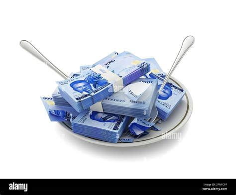 3d Rendering Of Nigerian Naira Notes On Plate Money Spent On Food