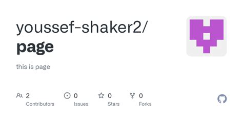 GitHub Youssef Shaker Page This Is Page