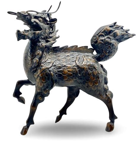 At Auction Large Vintage Chinese Bronze Xiezhi Sculpture