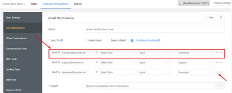 conditional email routing wp manage ninja