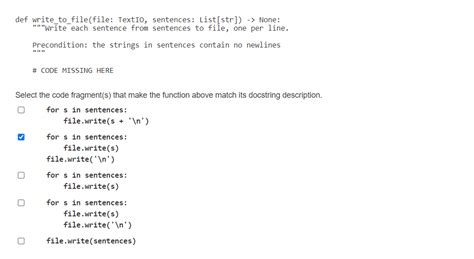 solved def write to file file textio sentences list[str]