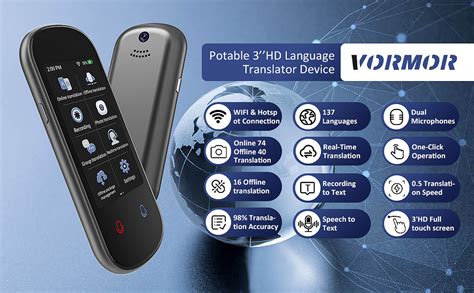 Amazon.com : Vormor Language Translator Device 137+ Languages Instant Two-Way Translator No WiFi ...