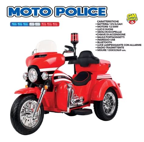 Moto Lectrique Pour Enfants V Moto Police Washington Trois Roues Si Ge Faux Eur
