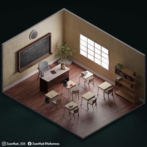 Artstation 3d Isometric Classroom