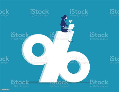 큰 백분율 기호에 종사 하는 사업가 컨셉 비즈니스 성공 벡터 일러스트입니다 평면 디자인 스타일입니다 개발에 대한 스톡 벡터 아트