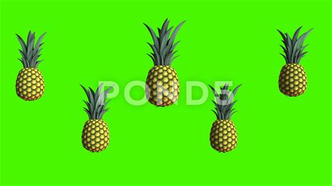 Pineapple 3d Animation For Cookers Isolated On Green Screen