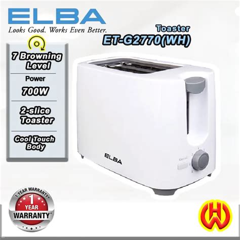 Elba 2 Slice Toaster Et G2770wh Bread Toaster Pembakar Roti Lazada