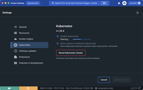 docker desktop kubernetes가 starting 에서 진행이 안될때
