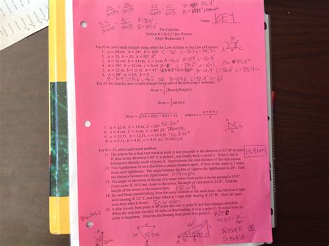 Precalculus Worksheets And Answer Keys