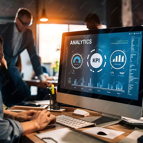 Modern Business Analytics Dashboard On A Computer Screen In A