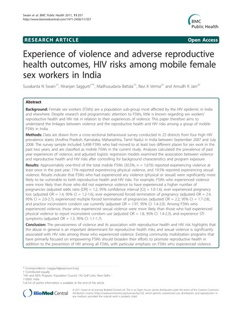 Pdf Experience Of Violence And Adverse Reproductive Health Outcomes
