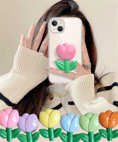 🚀당일출고 튤립 플라워 그립 스마트톡 감성 유니크 입체 케이스 귀여운 우정 우정템 생일 친구 생일 선물 어린이 에이블리