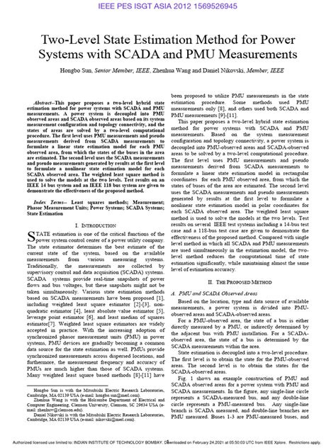 two level state estimation method for power systems with scada and pmu