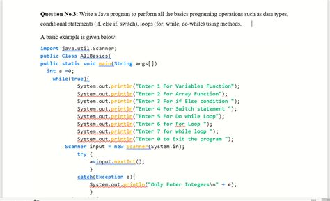 Solved Question No3 Write A Java Program To Perform All