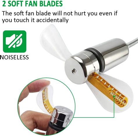 USB LED Fan HuiHeng Mini LED Clock Fan With Flexible Gooseneck Personal Silent Laptop Fan USB