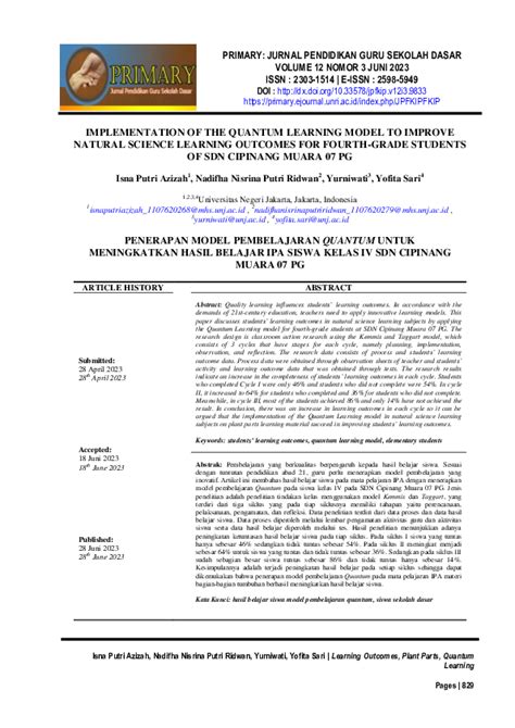 Pdf Implementation Of The Quantum Learning Model To Improve Natural