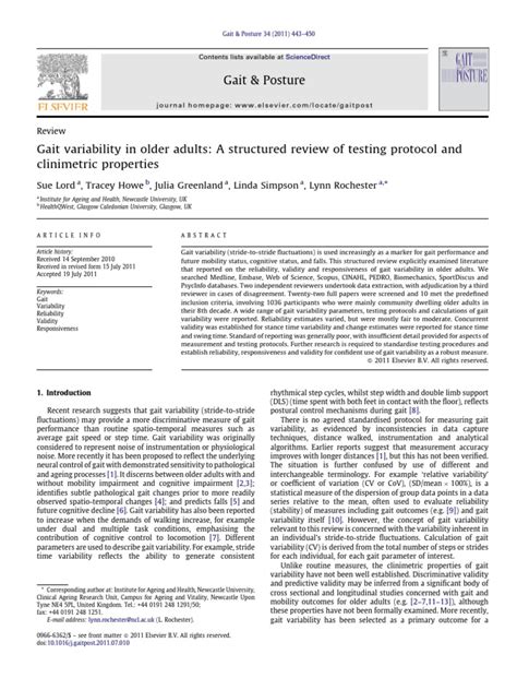 Artigo Lord S 2011 Gait Variability In Older Adults A Structured