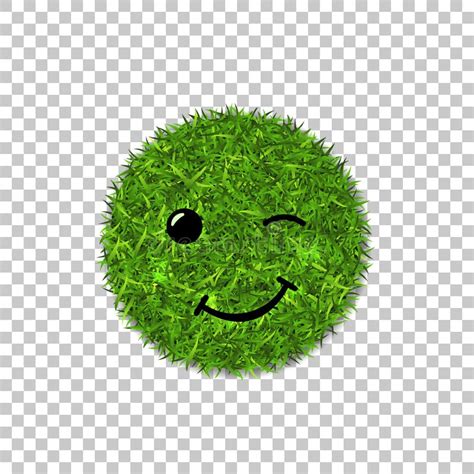Green Grass Circle Field 3d Face Wink Smile Stock Vector