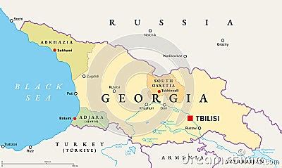 Georgia A Country In The Caucasus Region Political Map Vector