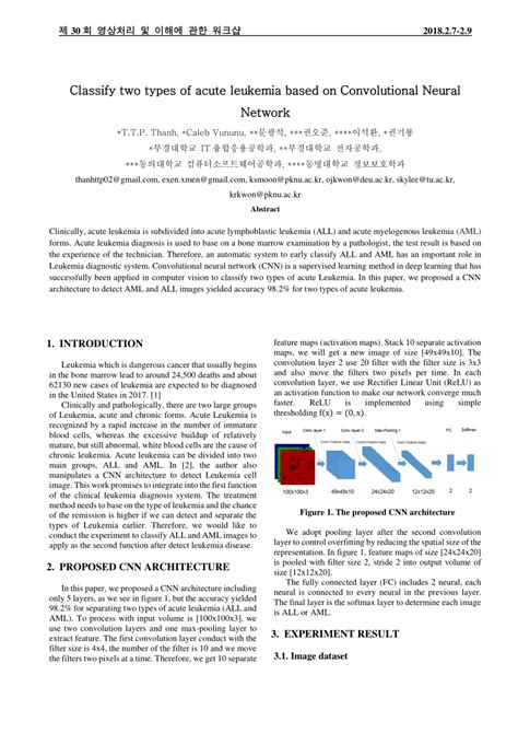 Pdf Classify Two Types Of Acute Leukemia Based On Convolutional Neural Network