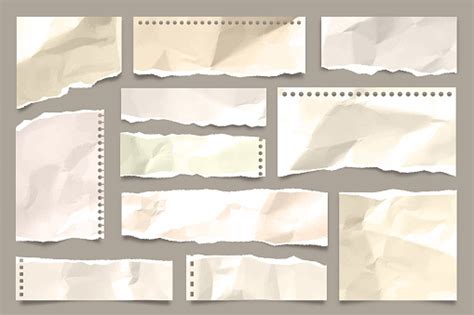 찢어진 색의 구겨진 종이 스트립 컬렉션 찢어진 가장자리가있는 현실적인 종이 스크랩 스티커 노트 노트북 페이지의 조각 벡터 일러스트레이션 0명에 대한 스톡 벡터 아트 및 기타