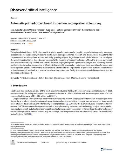 Pdf Automatic Printed Circuit Board Inspection A Comprehensible Survey