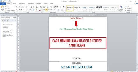 4 Cara Memunculkan Header Dan Footer Pada Microsoft Word