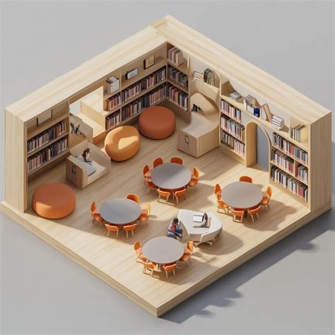 School Library Setup With Study Areas And Reading Nooks Premium Ai