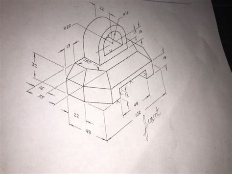Solved METRIC Use AutoCad To Draw This Object In Chegg