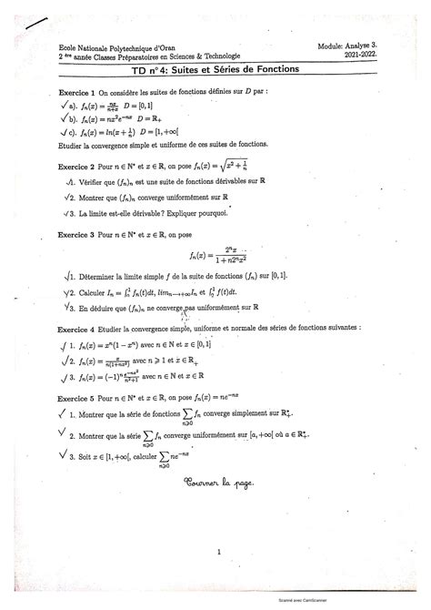 SOLUTION Td Sur Suites Et Series De Fonctions Studypool