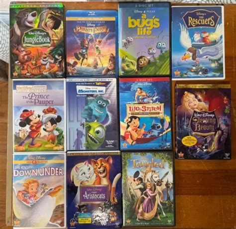 11 Disney Dvd Lot Monsters Inc Tangled Sleeping Beauty Rescuers Lilo