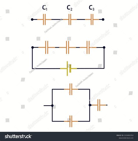 capacitor series parallel circuits formulas stock vector royalty free