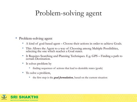 Unit I Problem Solving Agents And Examplespptxpdf