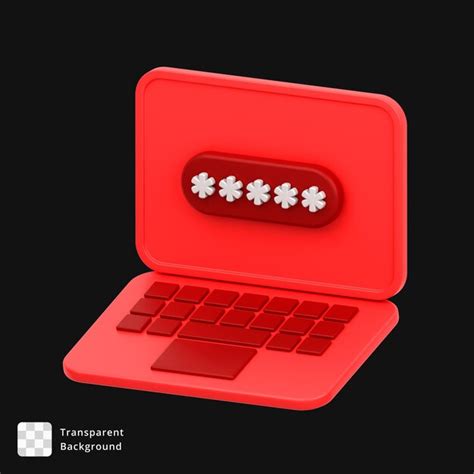 Premium Psd 3d Icon Of Laptop Password