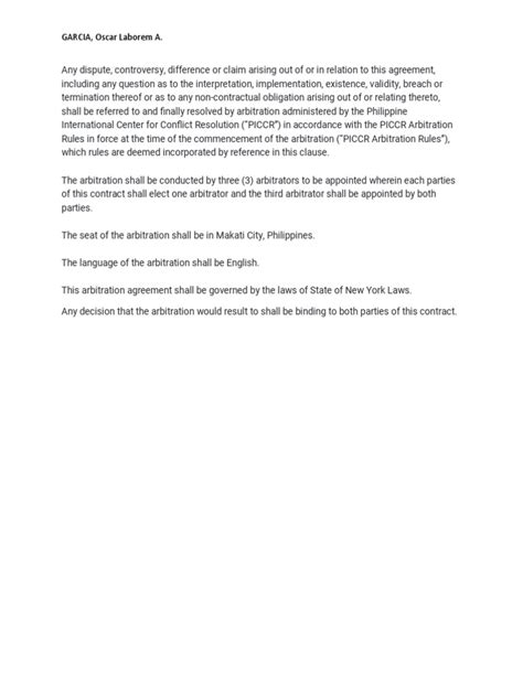 Arbitration Clause Pdf