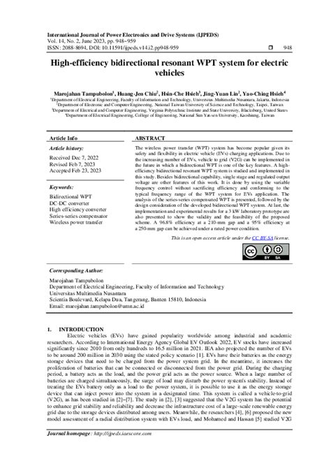 Pdf High Efficiency Bidirectional Resonant Wpt System For Electric
