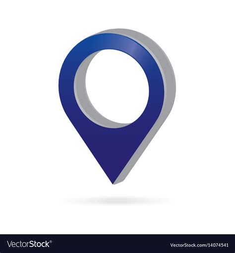 3d metal blue map pointer icon marker gps vector image
