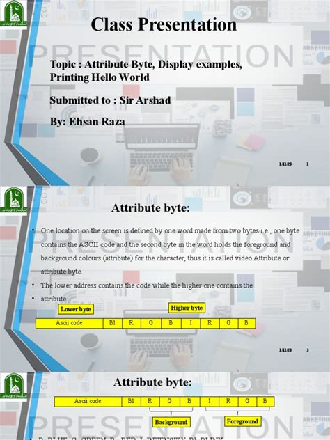 Attribute Byte Display Examples Printing Hello World Pdf Subroutine String Computer