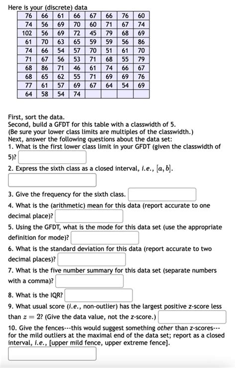 Solved Here Is Your Discrete Data First Sort The Data