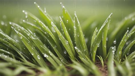 Premium Ai Image Wet Grass In Rain