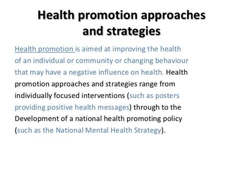 Strategies For Promoting Health