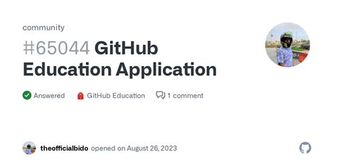 Github Education Application · Community · Discussion 65044 · Github