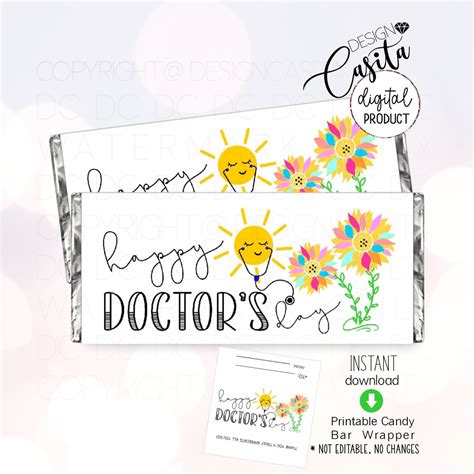 Doctors Day Printable Candy Bar Wrapperdoctor Appreciation Daythank You Medical Treat