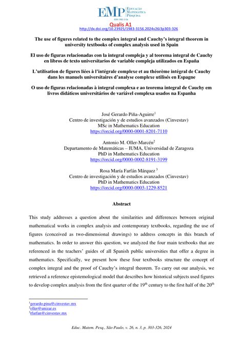 Pdf The Use Of Figures Related To The Complex Integral And Cauchys Integral Theorem In