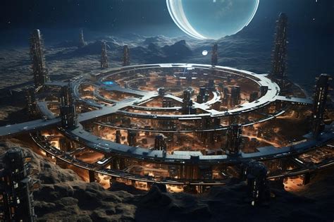 Premium Ai Image A Futuristic Space Station Generative Ai