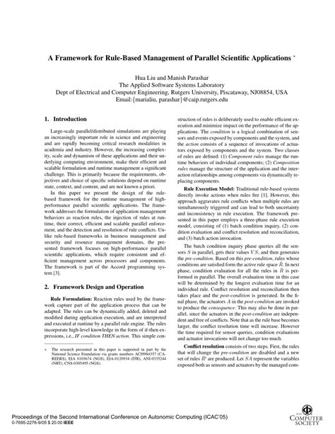 Pdf A Framework For Rule Based Management Of Parallel Scientific Applications