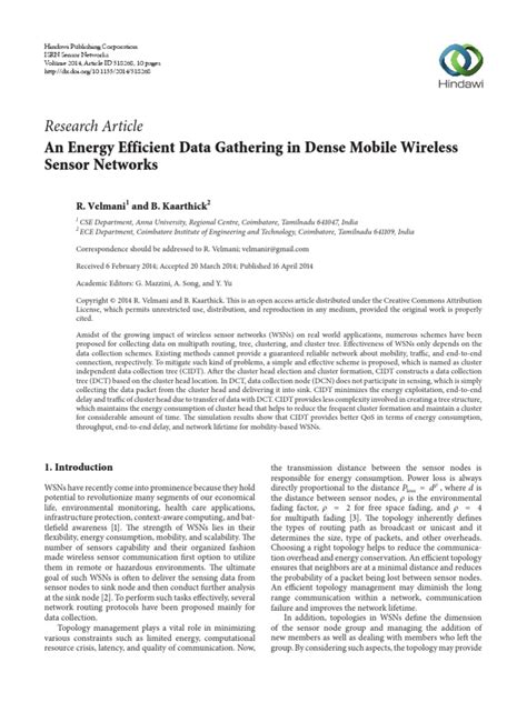 Research Article An Energy Efficient Data Gathering In Dense Mobile