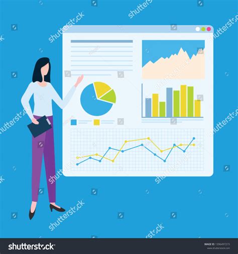 1235 Woman Pointing Diagram Desk Gambar Foto Stok And Vektor Shutterstock