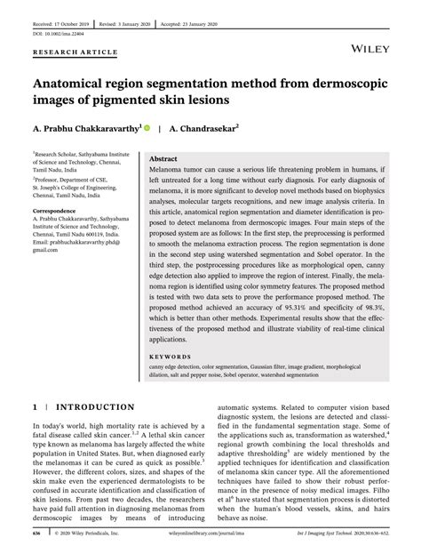 PDF Anatomical Region Segmentation Method From Dermoscopic Images Of Pigmented Skin Lesions